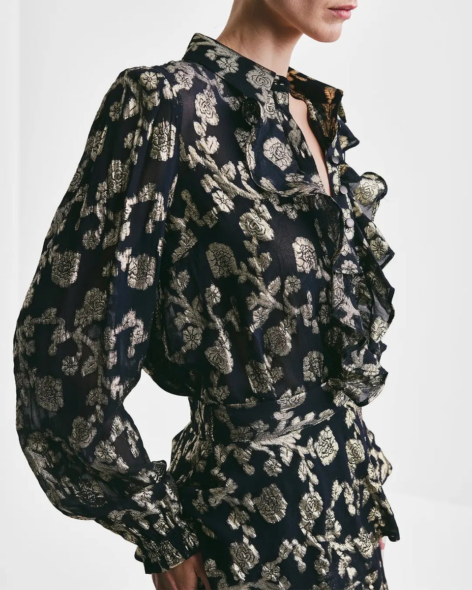 byTiMo - Georgette Blouse - 090 - Anthracite – Hos Josefine