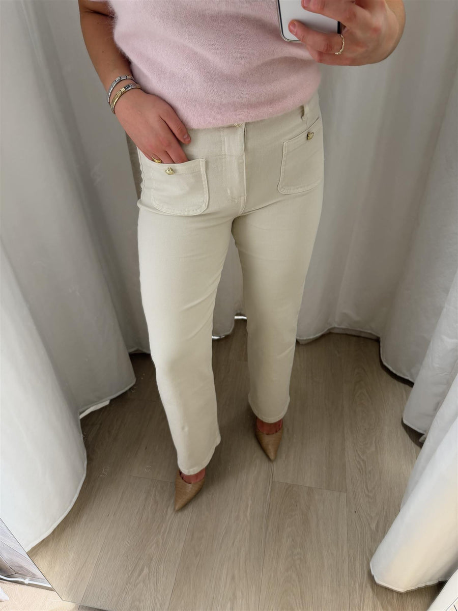 Miss Bon - Miss Bon Stretch Jeans - Offwhite – Hos Josefine