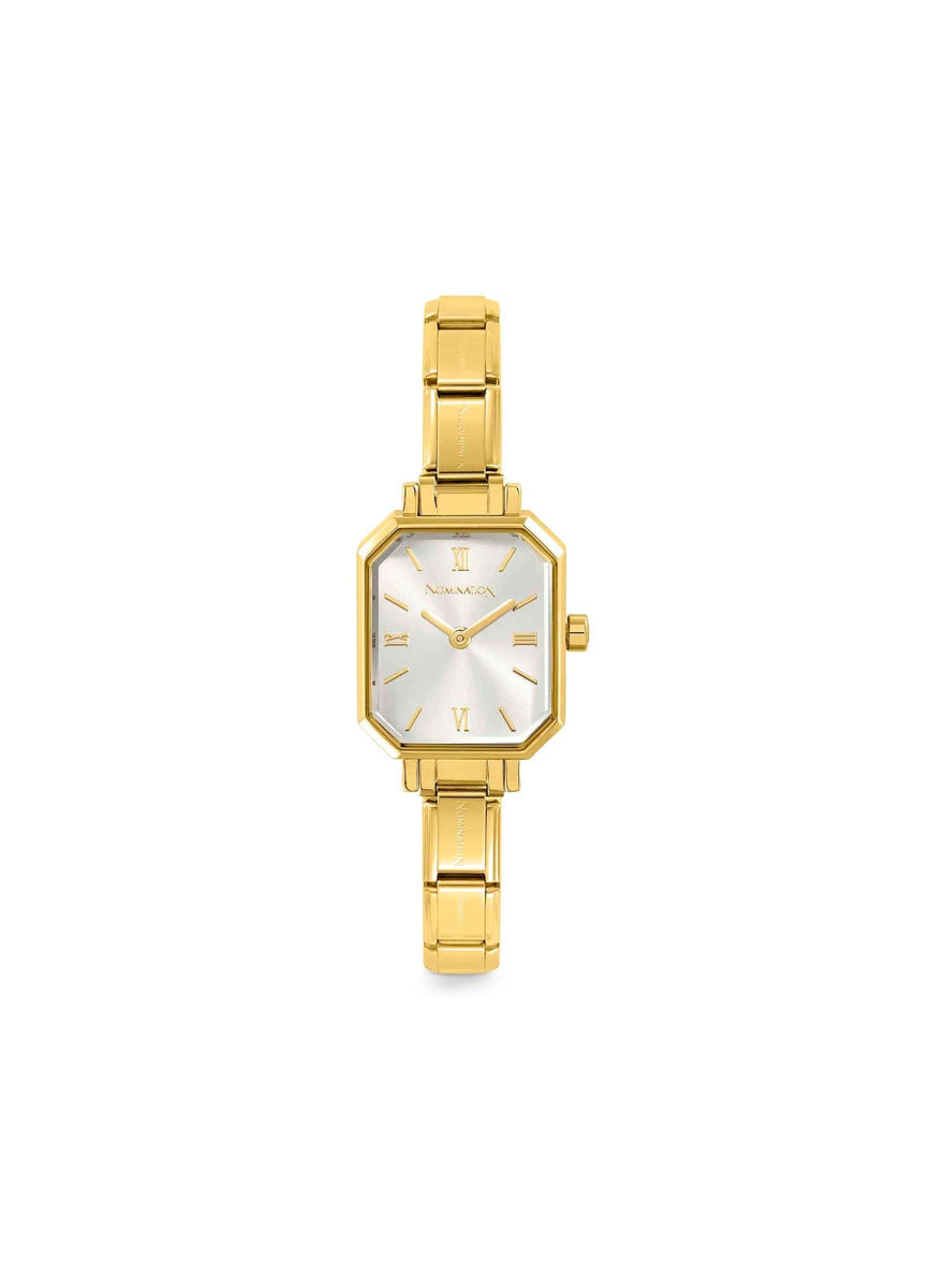 Nomination Italy - PARIS watch with steel strap RECTANGULAR GOLD Silve ...